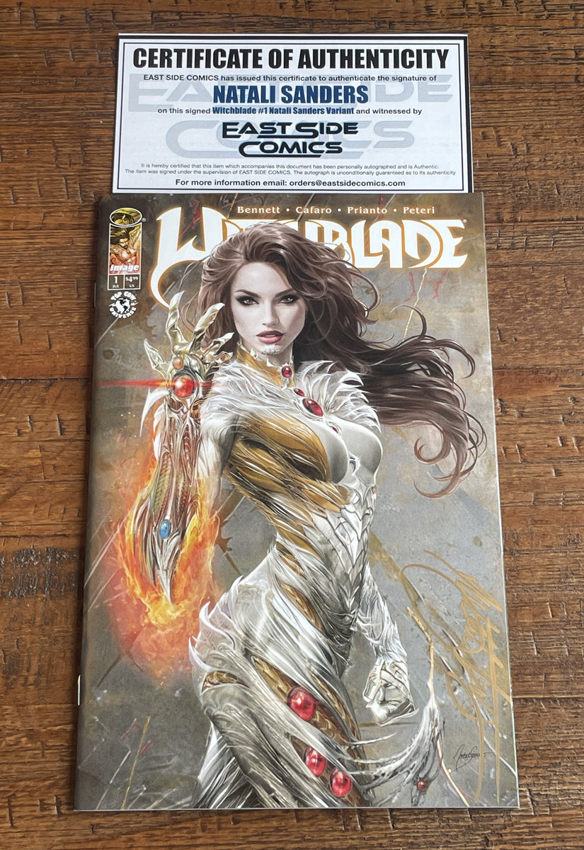 WITCHBLADE #1 NATALI SANDERS SIGNED W/ COA TRADE & VIRGIN VARIANT OPTI ...