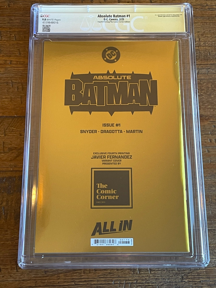 ABSOLUTE BATMAN #1 CGC SS 9.8 SCOTT SNYDER SIGNED FERNANDEZ EXCL "GOLD ...