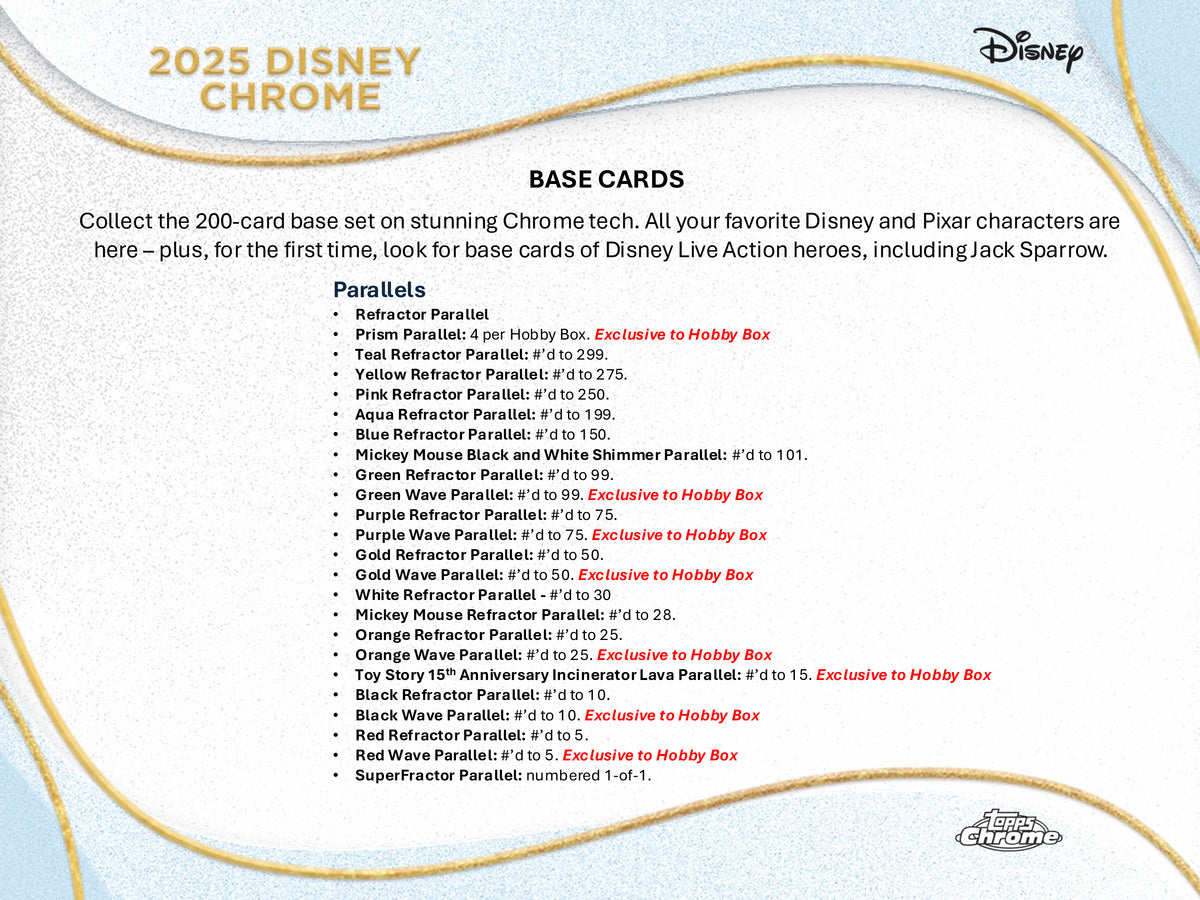 2025 TOPPS DISNEY CHROME HOBBY BOX (12-PACKS / 72 TRADING CARDS) 9/24 ...