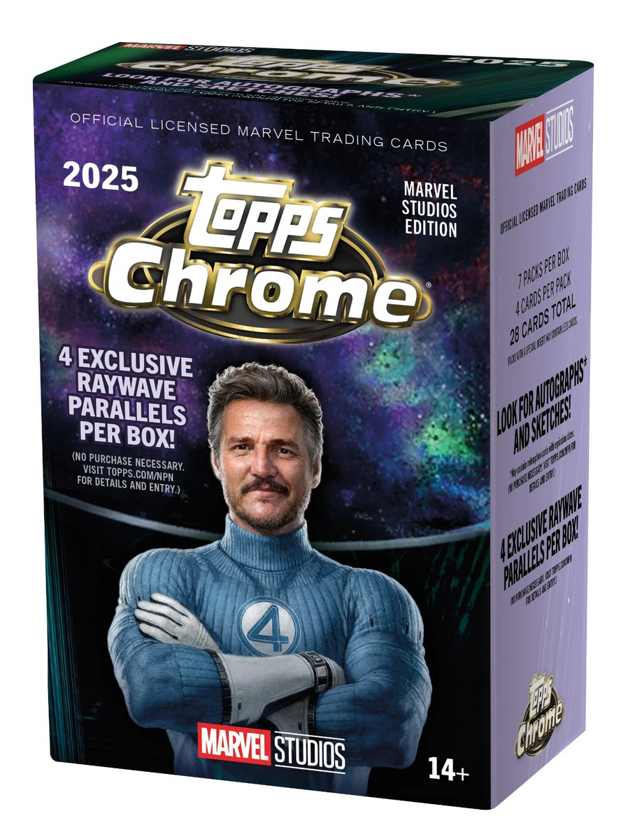 2025 TOPPS MARVEL STUDIOS CHROME BLASTER BOX NEW SEALED (7-PACKS / 28 ...