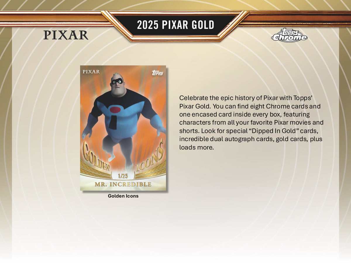2025 TOPPS PIXAR GOLD CHROME HOBBY BOX DISNEY NEW SEALED (8-CARDS / 1- – East Side Comics