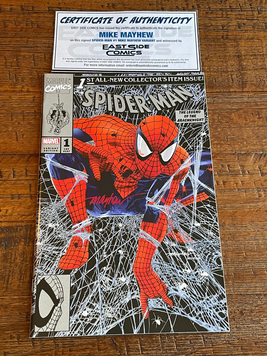 SPIDER-MAN #1 MIKE MAYHEW SIGNED COA EXCL HOMAGE SILVER VARIANT-B ...